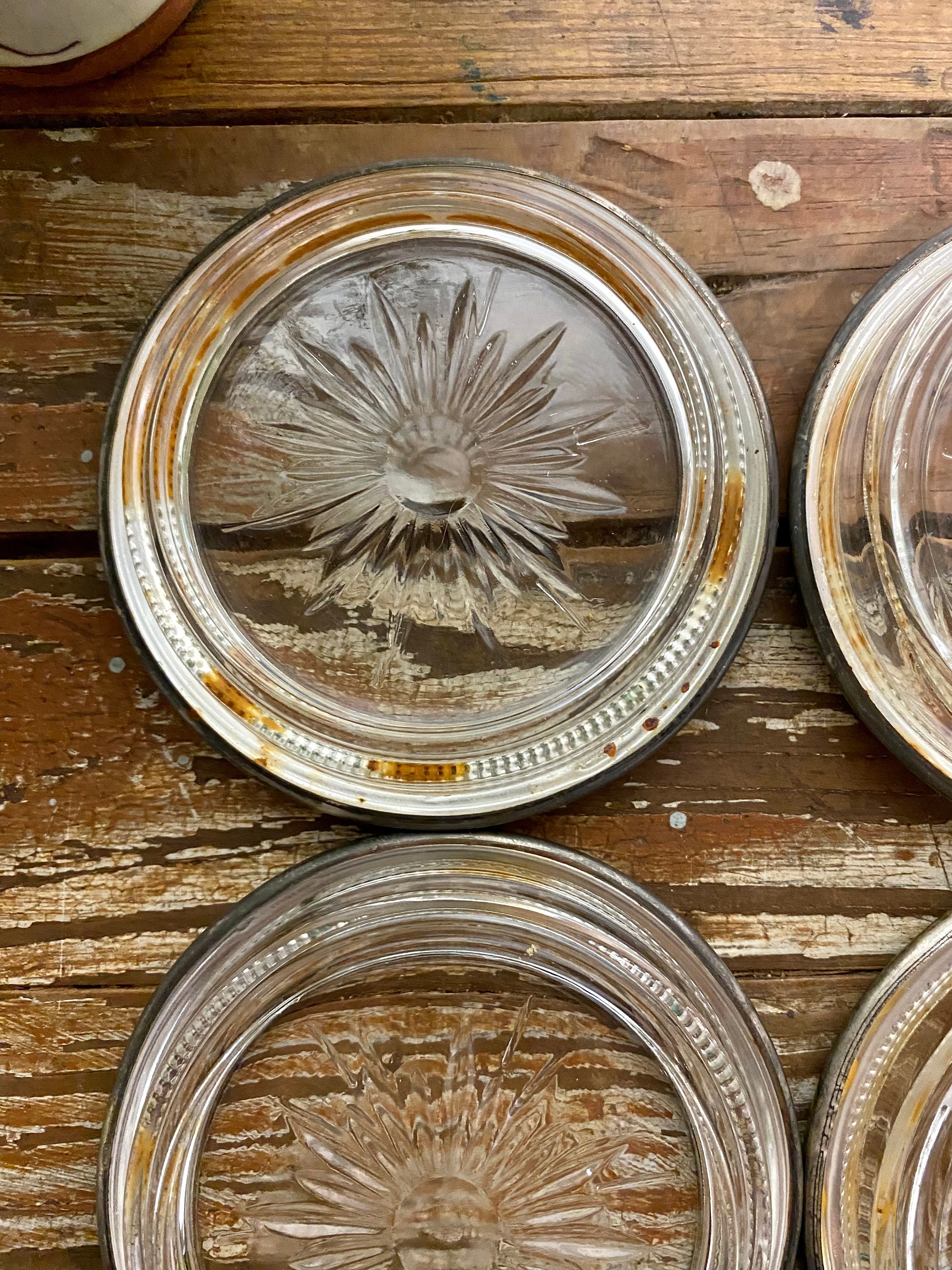 Vintage Cut Glass Coasters Set - Silver Plated, Mid-century Barware - Etsy