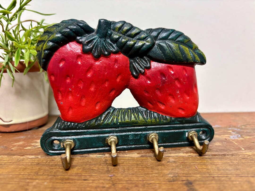 Vintage Strawberry Cast Iron Walk Hook...hanging. Fruit Decor ...