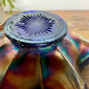 Vintage Ruffled Iridescent Cobalt Dish…blue. Glass. Fenton. Floral ...
