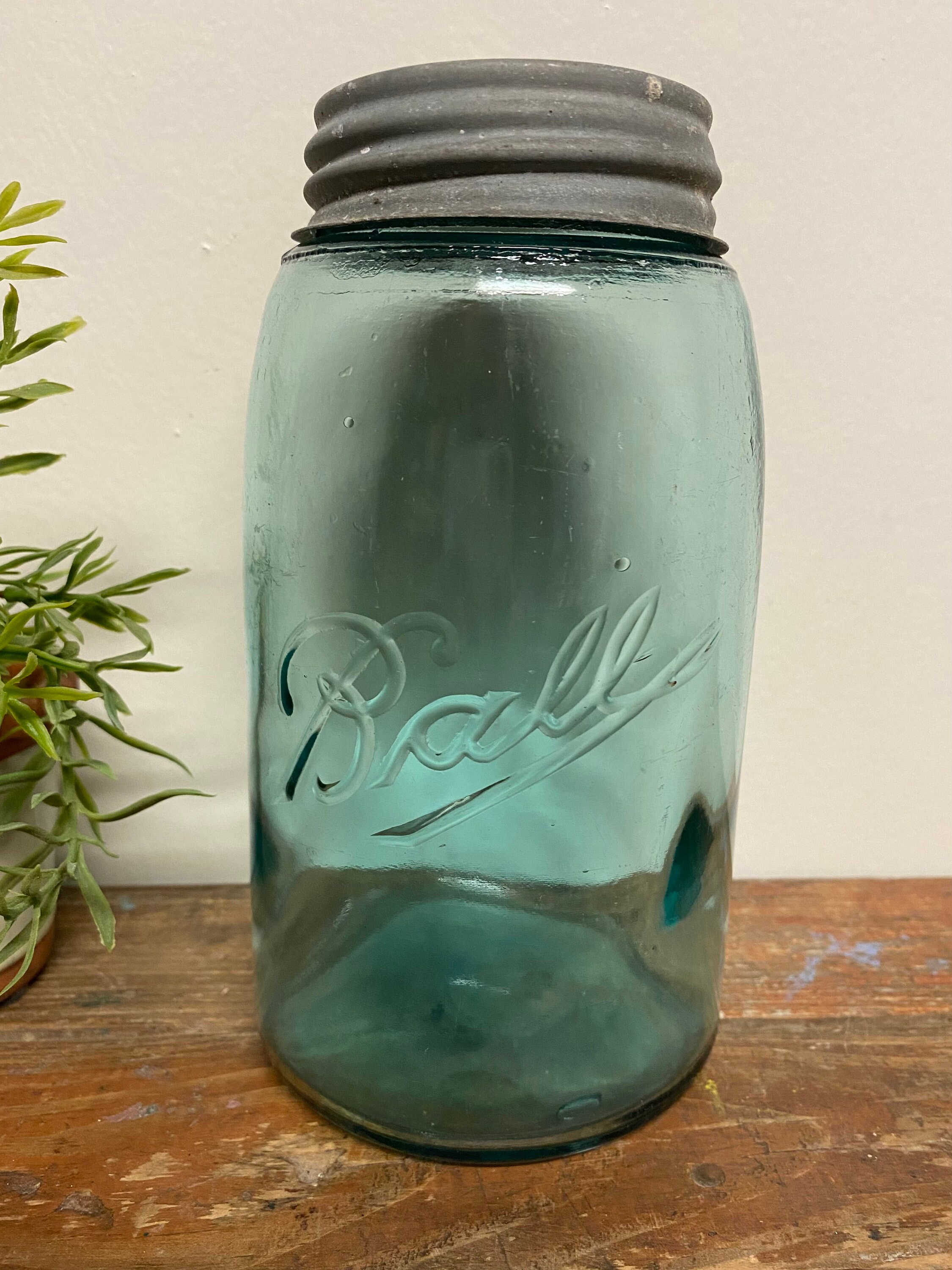 Antique Blue Mason Jar With Lid - Etsy