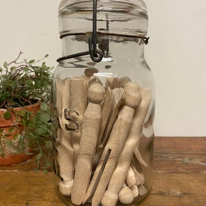 Antique Atlas Glass Clothespin Jar...ez Seal. Quart. Retro. Farmhouse ...