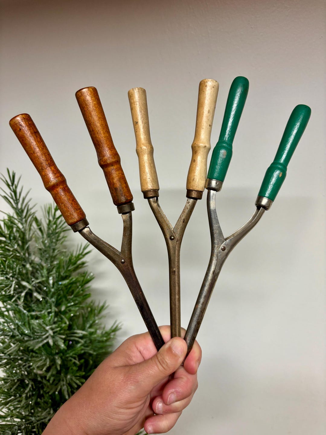 Antique Wood Handle Curling Iron…one. Hair Styling Tool. Metal. Manual ...