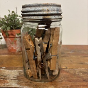 Vintage Glass Clothespin Jar...pint. Kerr. Mason. Canning. Farmhouse ...