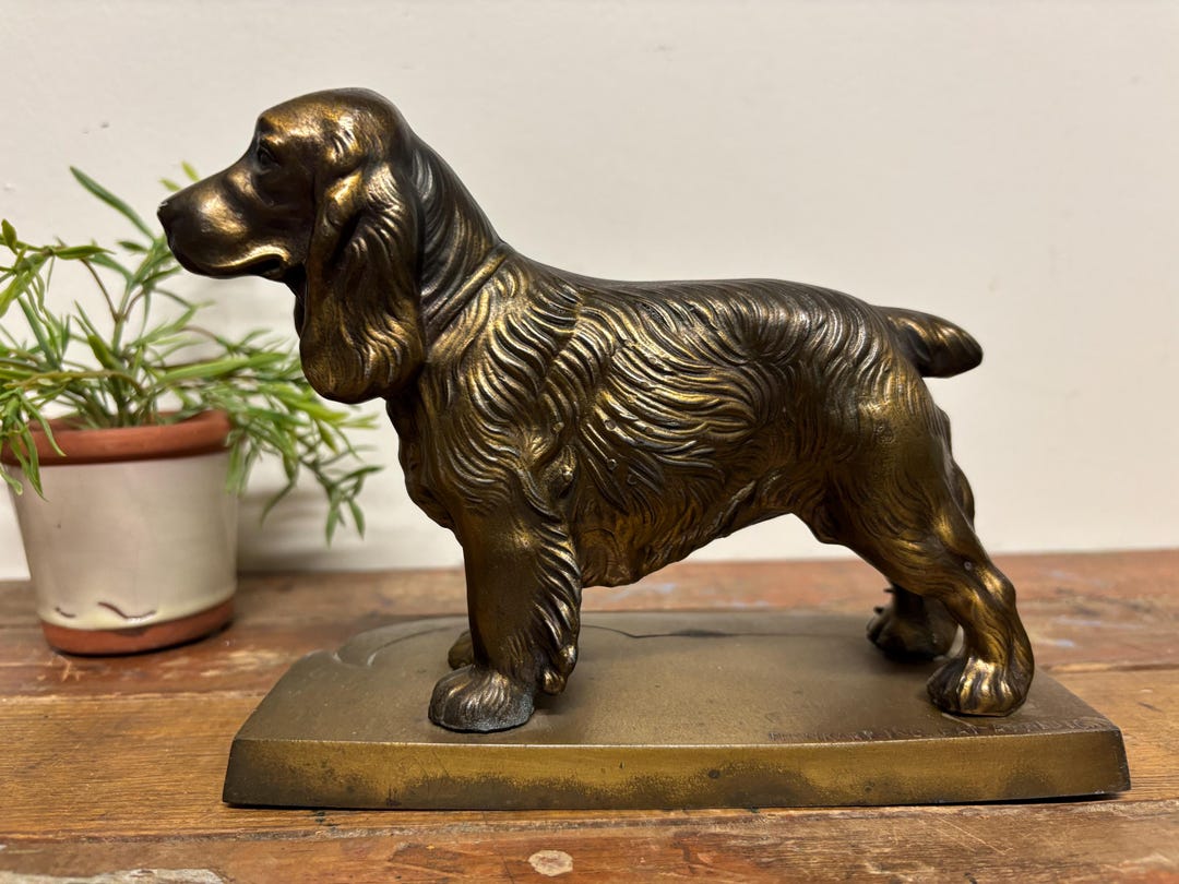 Vintage Spaniel Dog Bookend...library. Art Deco. Cast Metal. Weighted ...