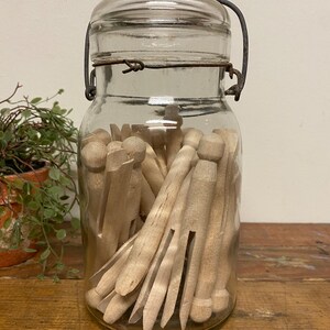 Antique Atlas Glass Clothespin Jar...ez Seal. Quart. Retro. Farmhouse ...