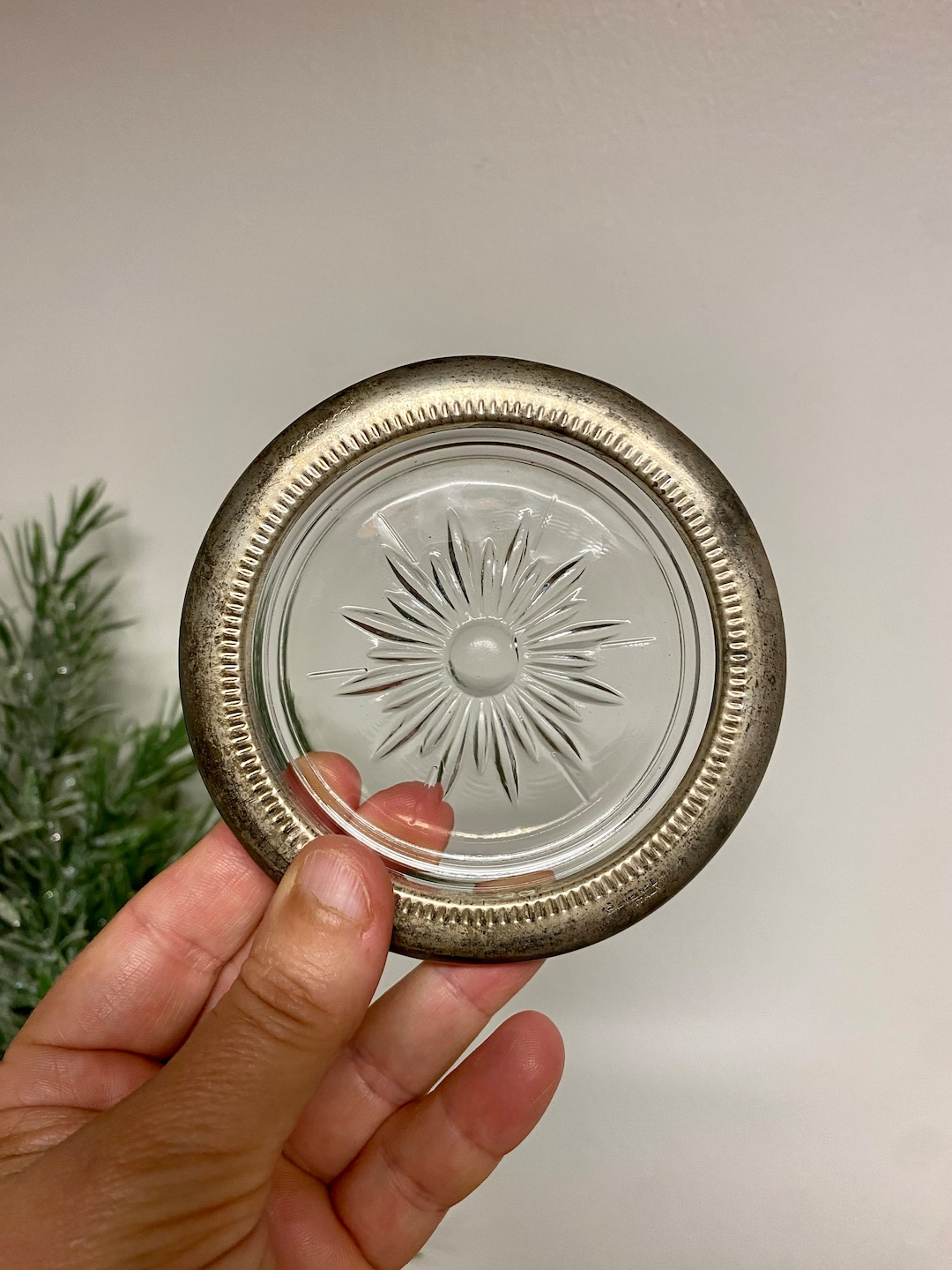 Vintage Cut Glass Coasters Set - Silver Plated, Mid-century Barware - Etsy