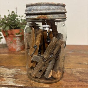 Vintage Glass Clothespin Jar...pint. Kerr. Mason. Canning. Farmhouse ...