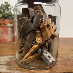 Vintage Glass Clothespin Jar...pint. Kerr. Mason. Canning. Farmhouse ...