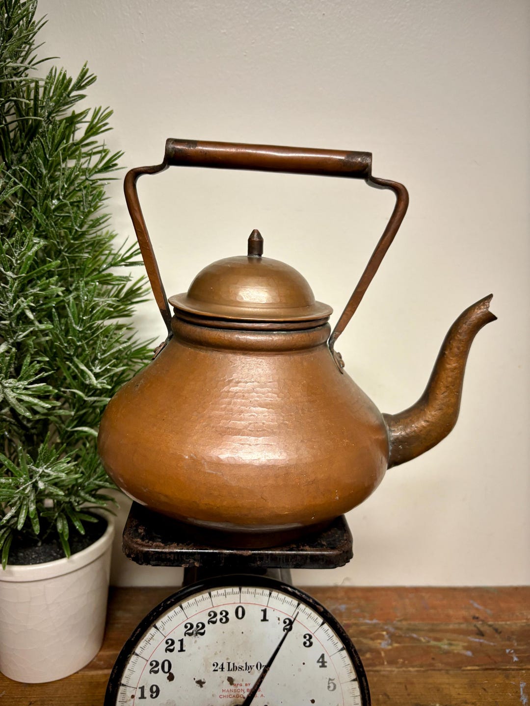 Antique Hammered Copper Kettle…primitive Coffee Pot. Modern Farmhouse ...