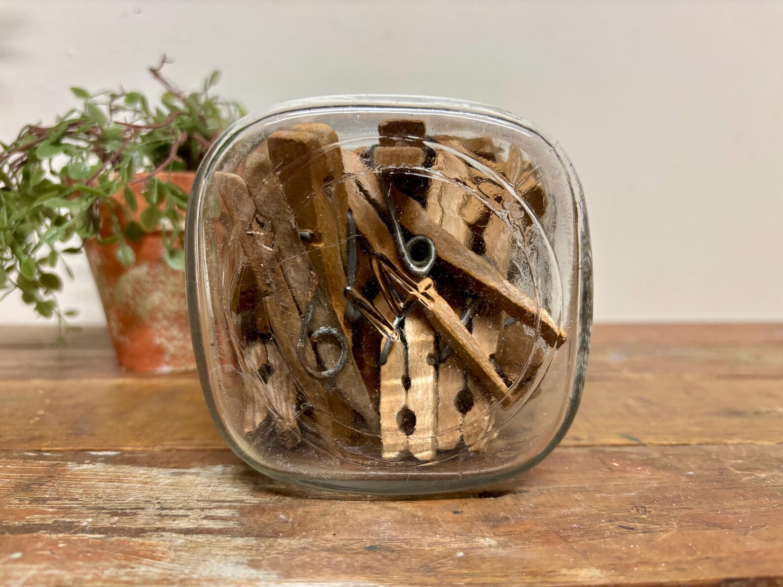 Vintage Glass Clothespin Jar...quart. Ball Perfect Mason. Farmhouse ...