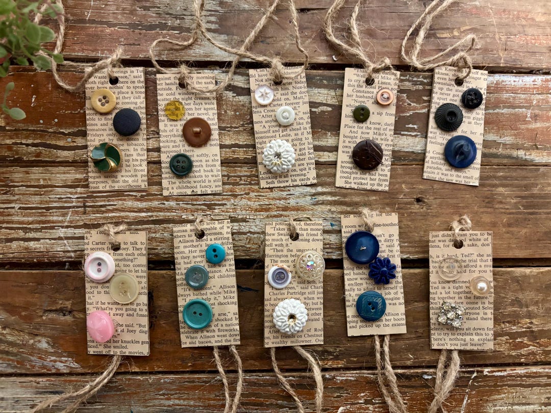 Vintage Button Gift Tags…handmade. Old. Buttons. Books. Gifting ...