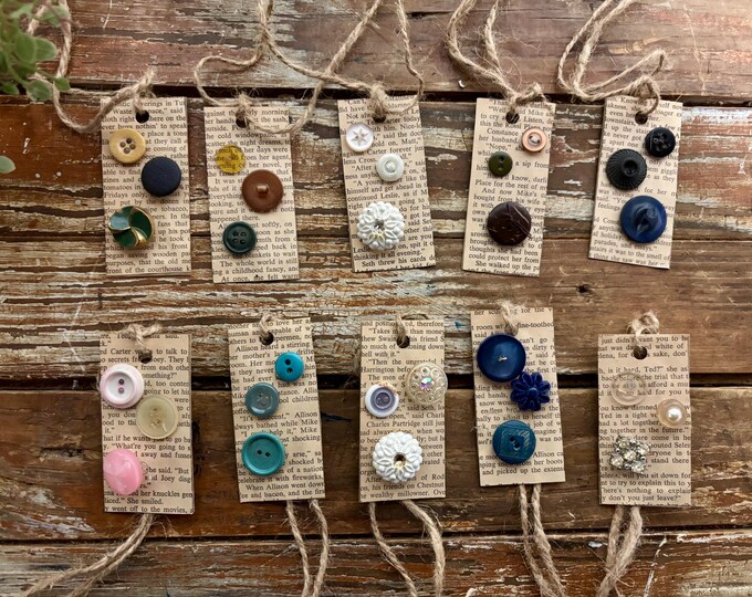 Vintage Button Gift Tags…handmade. Old. Buttons. Books. Gifting ...