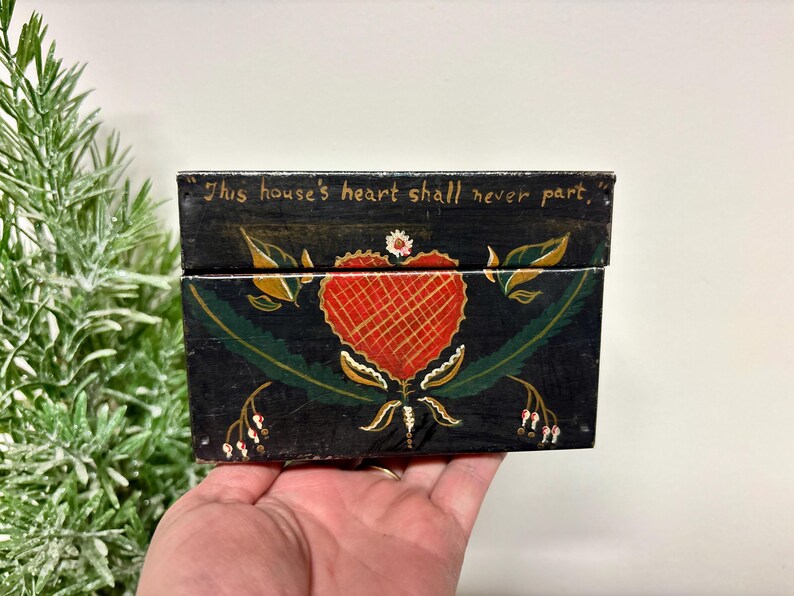 Vintage 1940's Folk Art Amish Recipe Box...hand Painted Primitive Decor ...