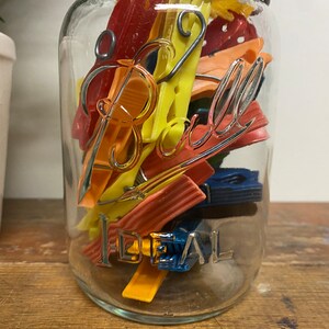 Vintage Ball Jar With Colorful Clothespins: MCM Laundry Decor - Etsy