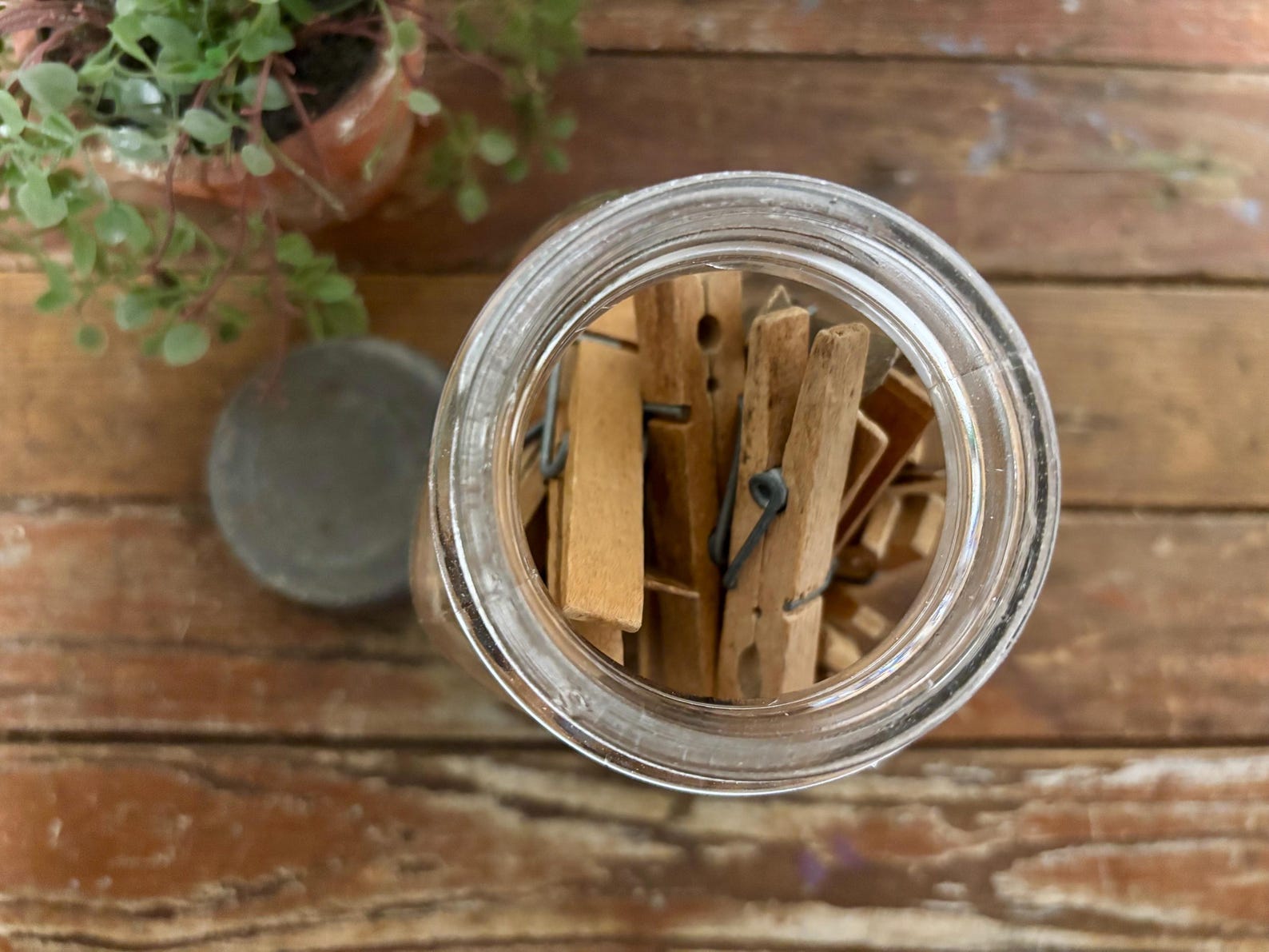 Vintage Glass Clothespin Jar...quart. Ball Perfect Mason. Farmhouse ...