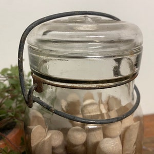 Antique Atlas Glass Clothespin Jar...ez Seal. Quart. Retro. Farmhouse ...