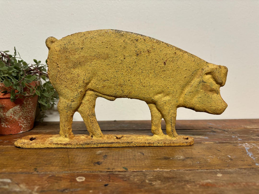 Vintage Cast Iron Pigprimitive. Country. Mustard. Farmhouse. Salvage ...