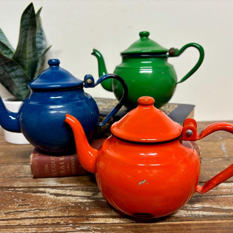 Mini Enameled Tea Pot - Etsy