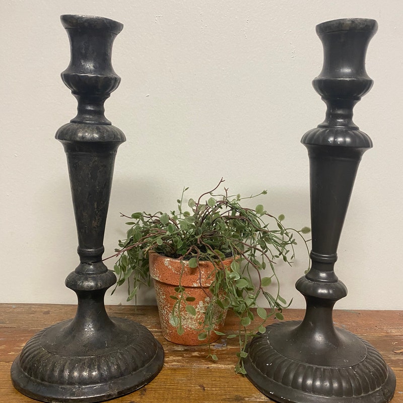 Pewter Candlesticks - Etsy