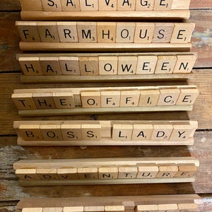 Vintage Scrabble Tile Word Plaque: Custom Upcycled Wood Block - Etsy