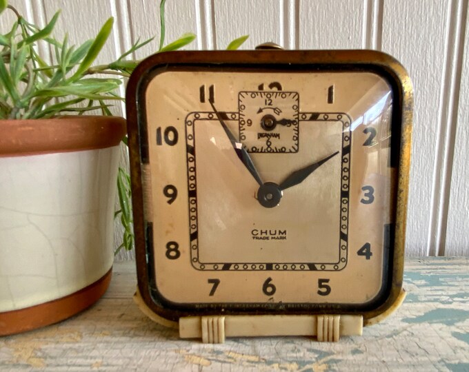Vintage Ingraham Chum Alarm Clock… Cream. Table Top. Wind Up. Timepiece ...