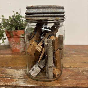 Vintage Glass Clothespin Jar...pint. Kerr. Mason. Canning. Farmhouse ...