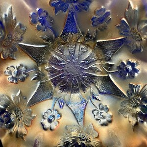 Vintage Ruffled Iridescent Cobalt Dish…blue. Glass. Fenton. Floral ...