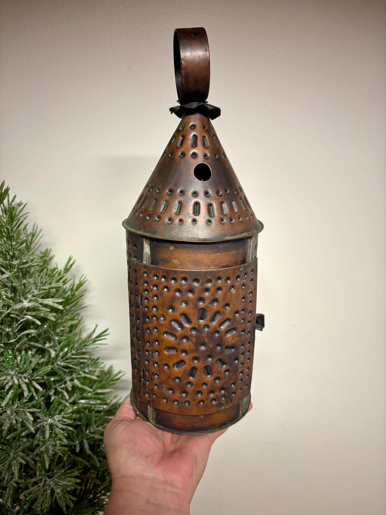 Vintage Copper Paul Revere Lantern...punched Tin. Candle Holder ...