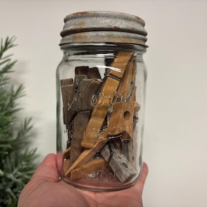 Vintage Glass Clothespin Jar...pint. Kerr. Mason. Canning. Farmhouse ...