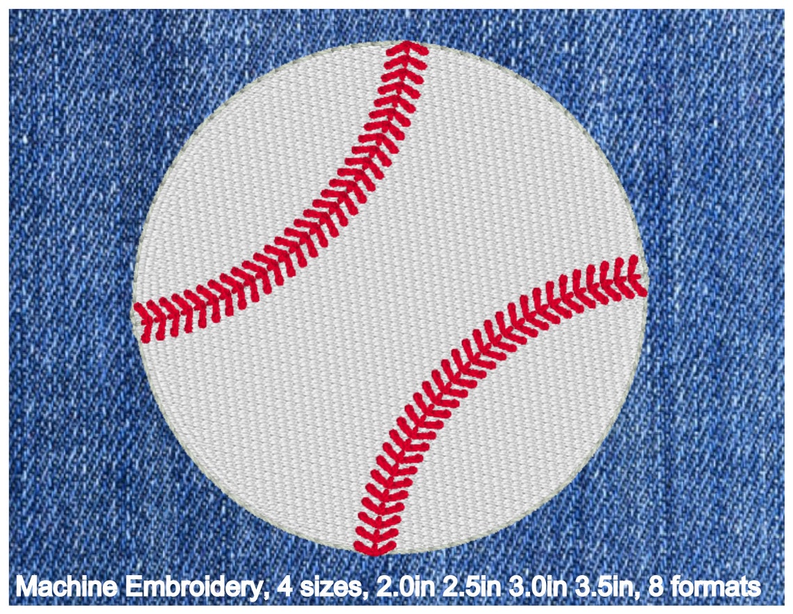 Machine Embroidery Baseball 4 Sizes 2.0in 2.5in 3.0in 3.5in - Etsy