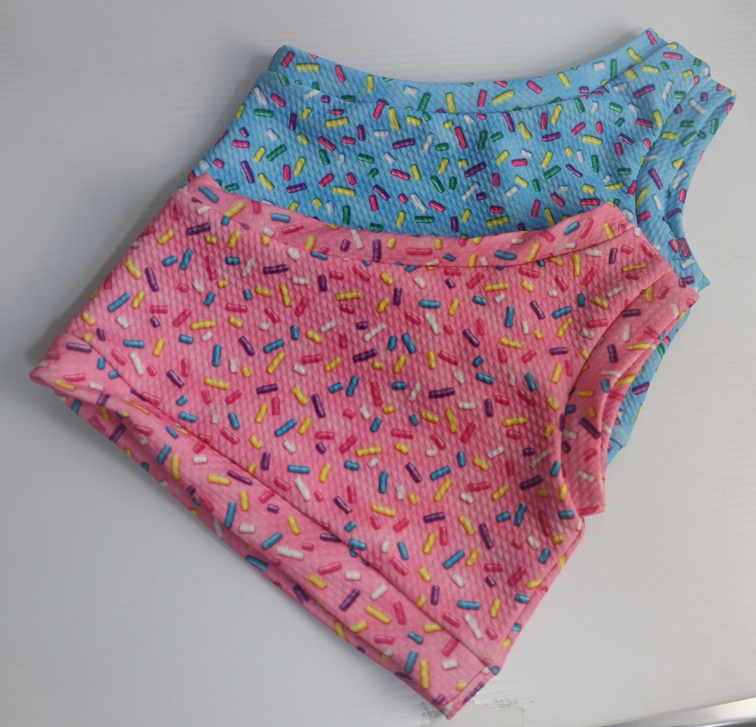 One Shoulder, Cold Shoulder Crop Top Sprinkles Donuts Fun Colors Summer ...