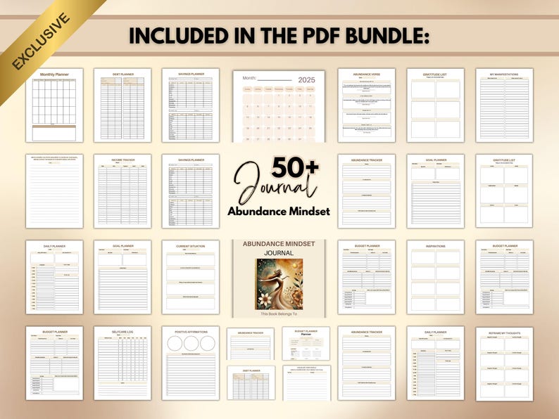 Abundance Money Mindset Journal Template: 50+ Printable Pages (canva ...