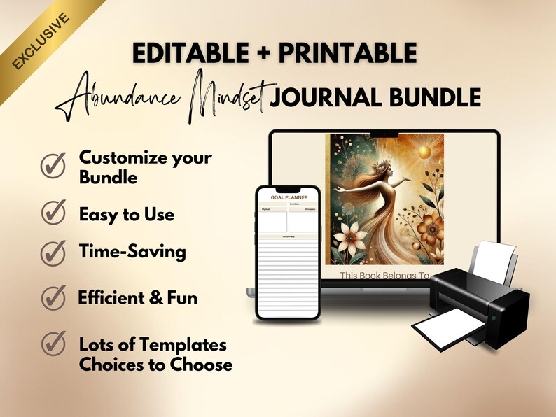 Abundance Money Mindset Journal Template: 50+ Printable Pages (canva ...