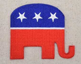 REPUBLICAN ELEPHANT Patch Iron-on Embroidered Applique Political Party ...