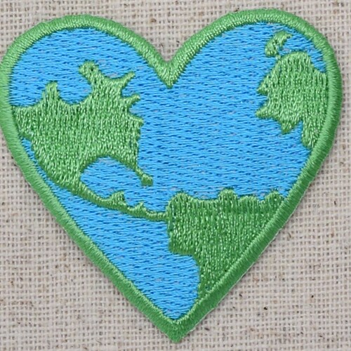 Planet Earth Heart Iron on Applique Embroidered Patch - Etsy
