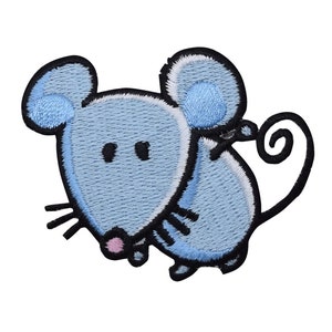 Blue Mouse With Curly Tail - Embroidered Iron on Patch - Etsy
