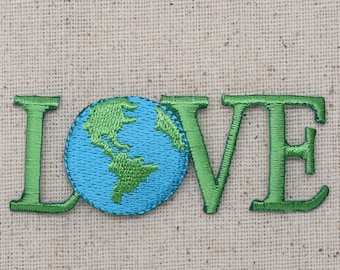 Planet Earth Heart Iron on Applique Embroidered Patch - Etsy