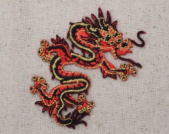 Dragon Patches PAIR of Chinese Red Dragon Patches. Satin - Etsy