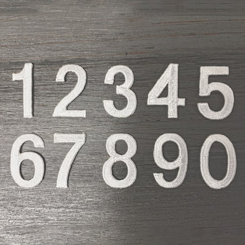 1 Script Numbers White Embroidered Iron on Patch - Etsy