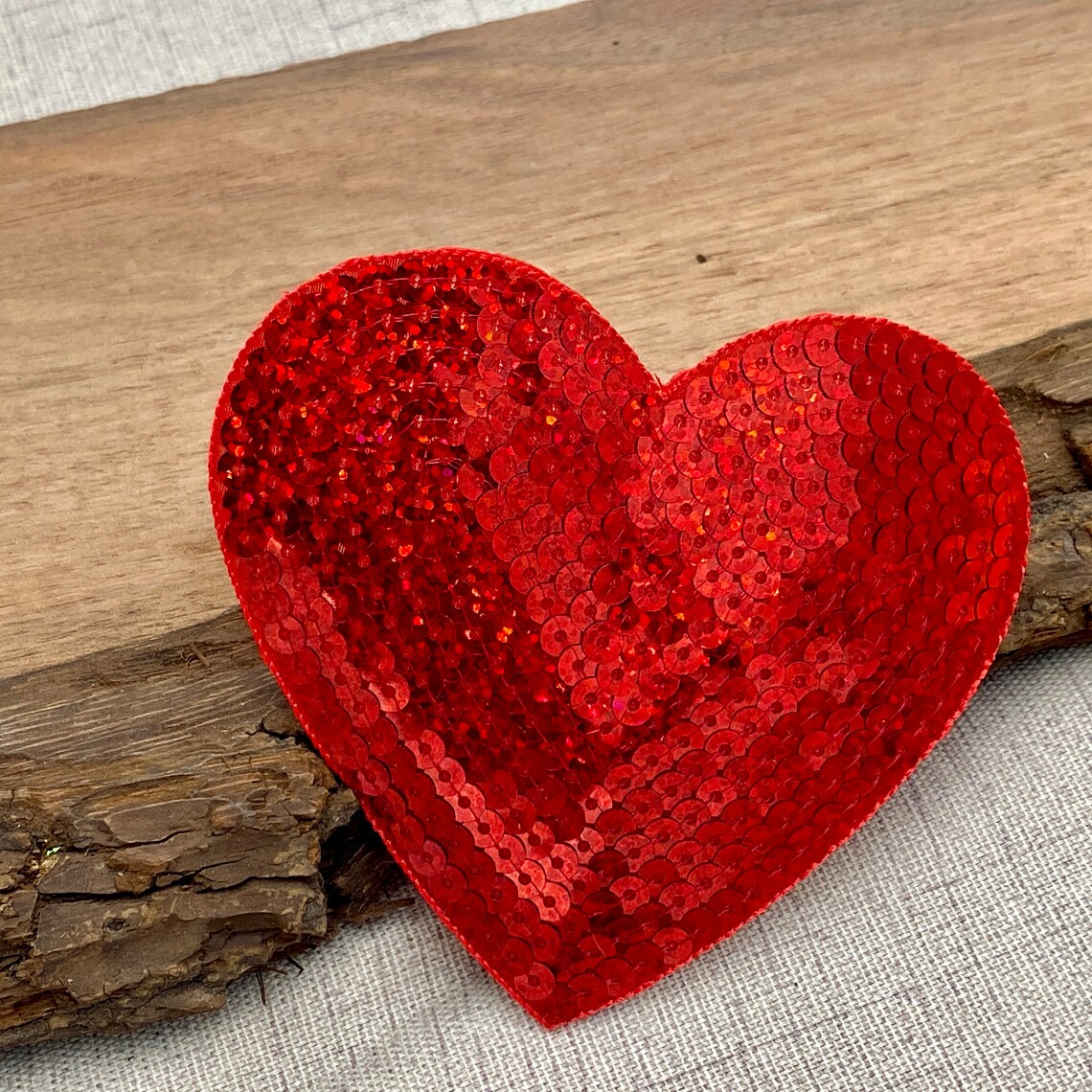 4 Red Sequin Heart Valentine XL Iron on Applique - Etsy