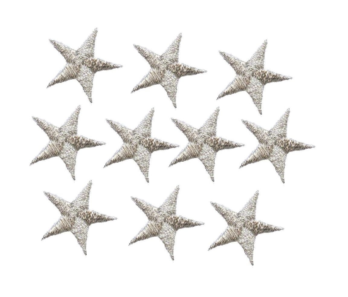 Metallic Silver Stars - 5/8" - Pack of 10 Pieces - Iron on Applique ...