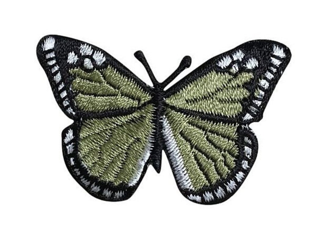 Small Butterfly Olive Green/black Iron on Embroidered - Etsy