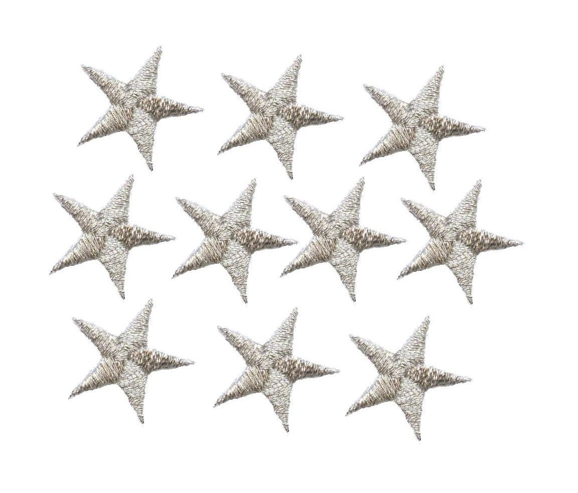 Metallic Silver Stars - 1-1/4" - Pack of 10 Pieces - Iron on Applique ...