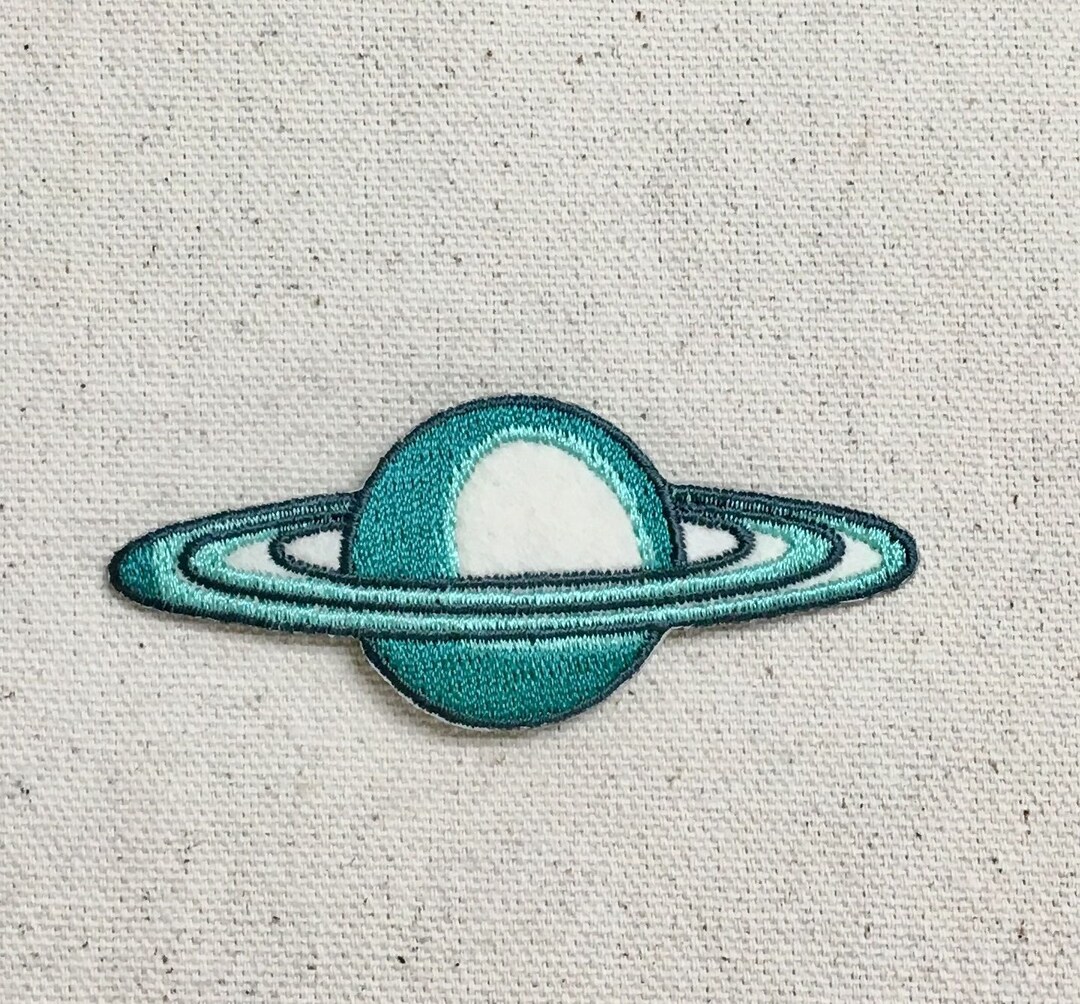 Saturn - Teal/tan Rings - Space/planet - Iron on Applique - Embroidered ...
