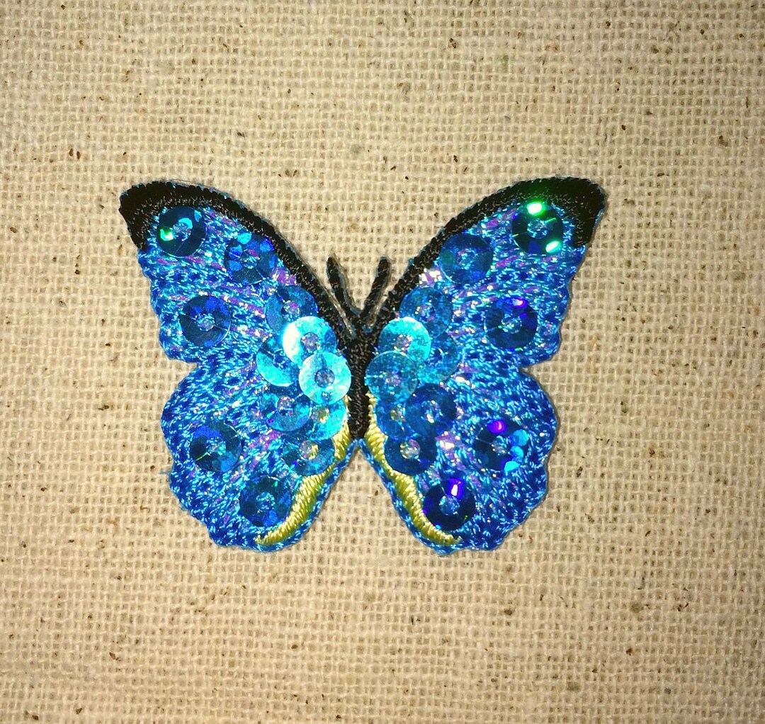 Small Blue Sequin Butterfly Iron on Applique - Etsy