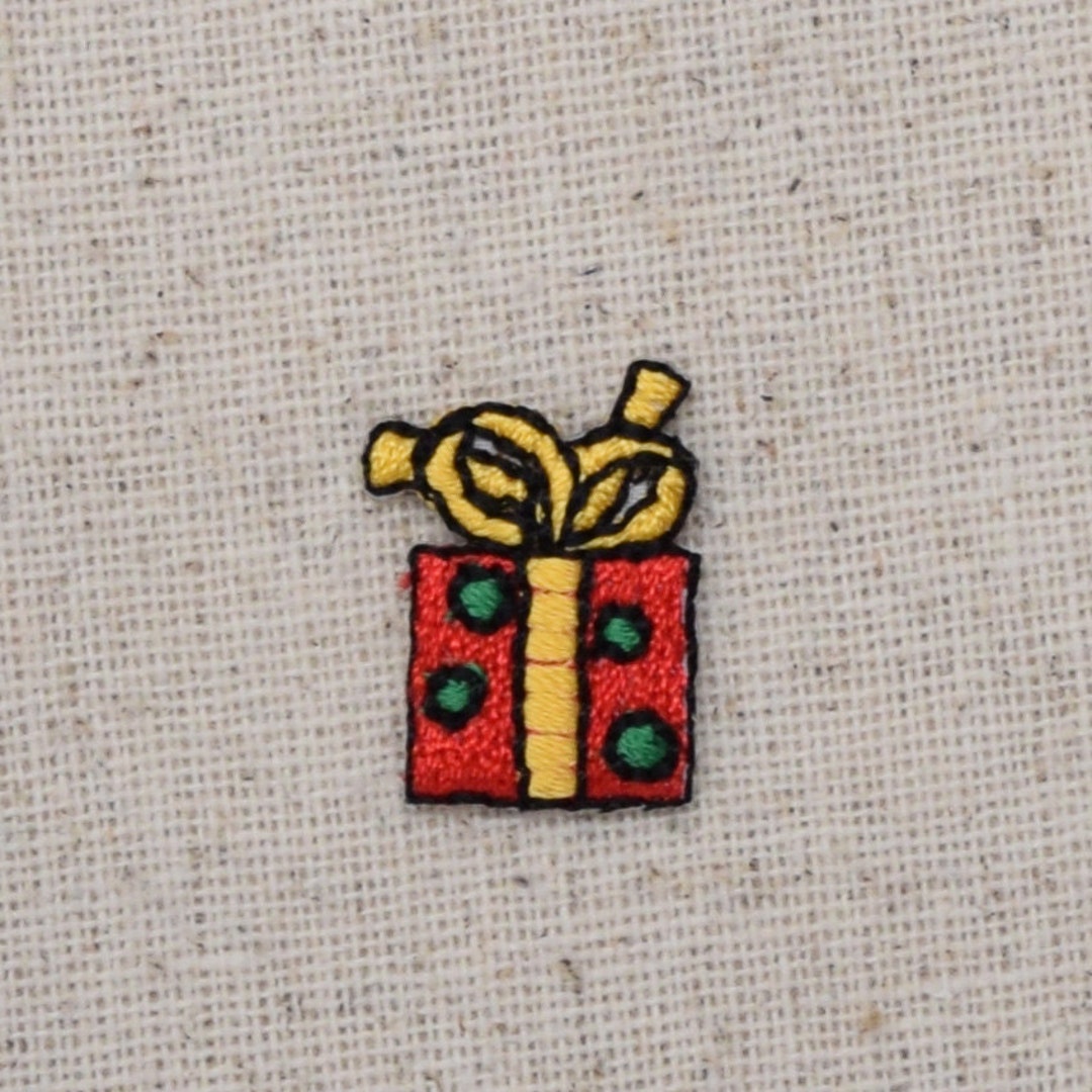 Mini Christmas Gift - Small Red Package Present - Embroidered Patch ...