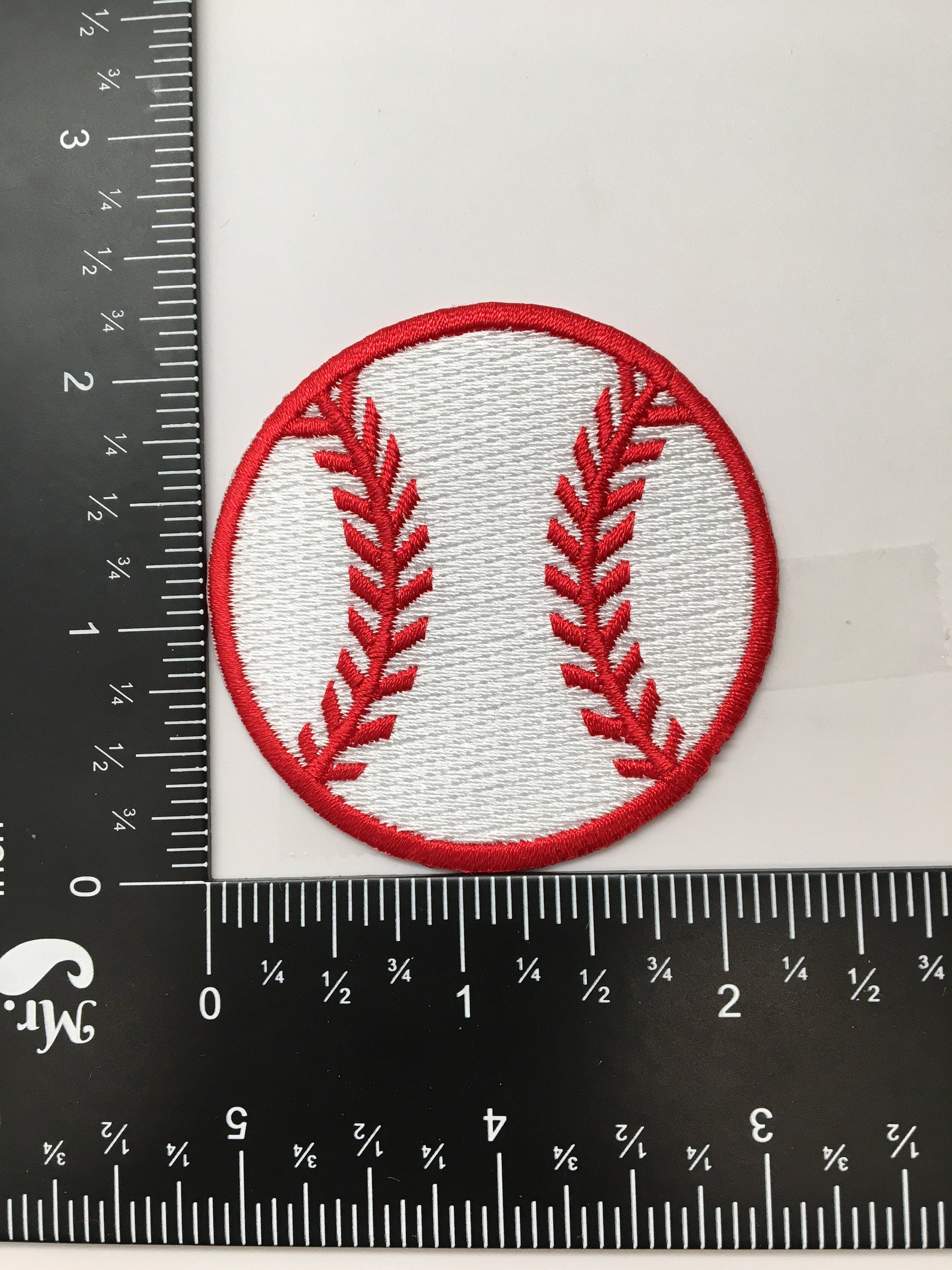 Large - Baseball - Red and White - Embroidered Patch - Iron on Applique ...