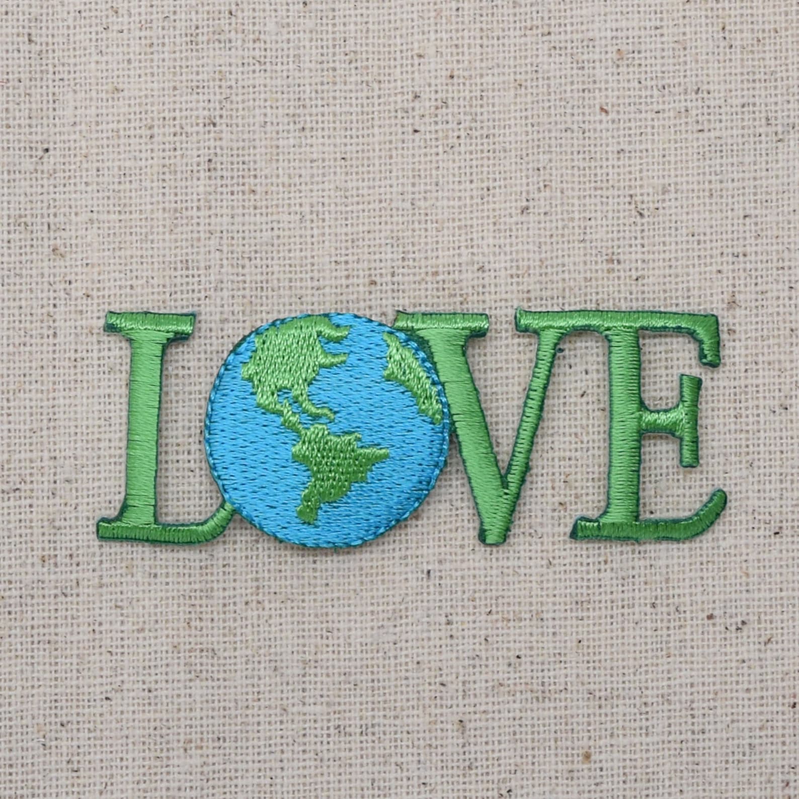 Planet Earth LOVE Iron on Applique Embroidered Patch - Etsy