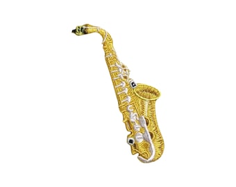 Saxophone - Musical Instrument - Iron on Applique - Embroidered Patch ...