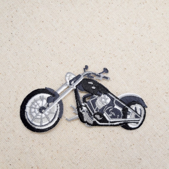 Black and Gray Motorcycle Iron on Applique Embroidered | Etsy